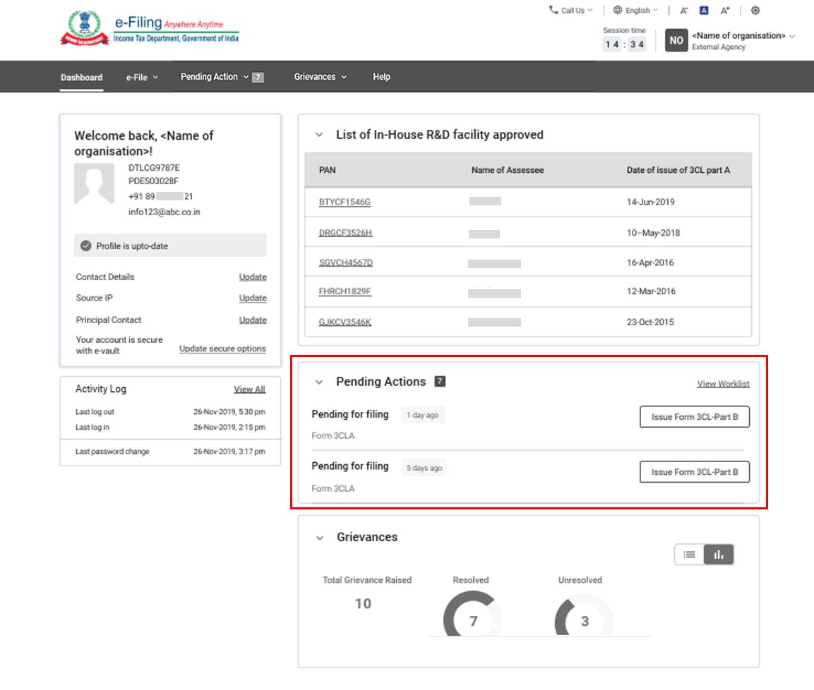 Dashboard and Worklist (DSIR) User Manual | Income Tax Department